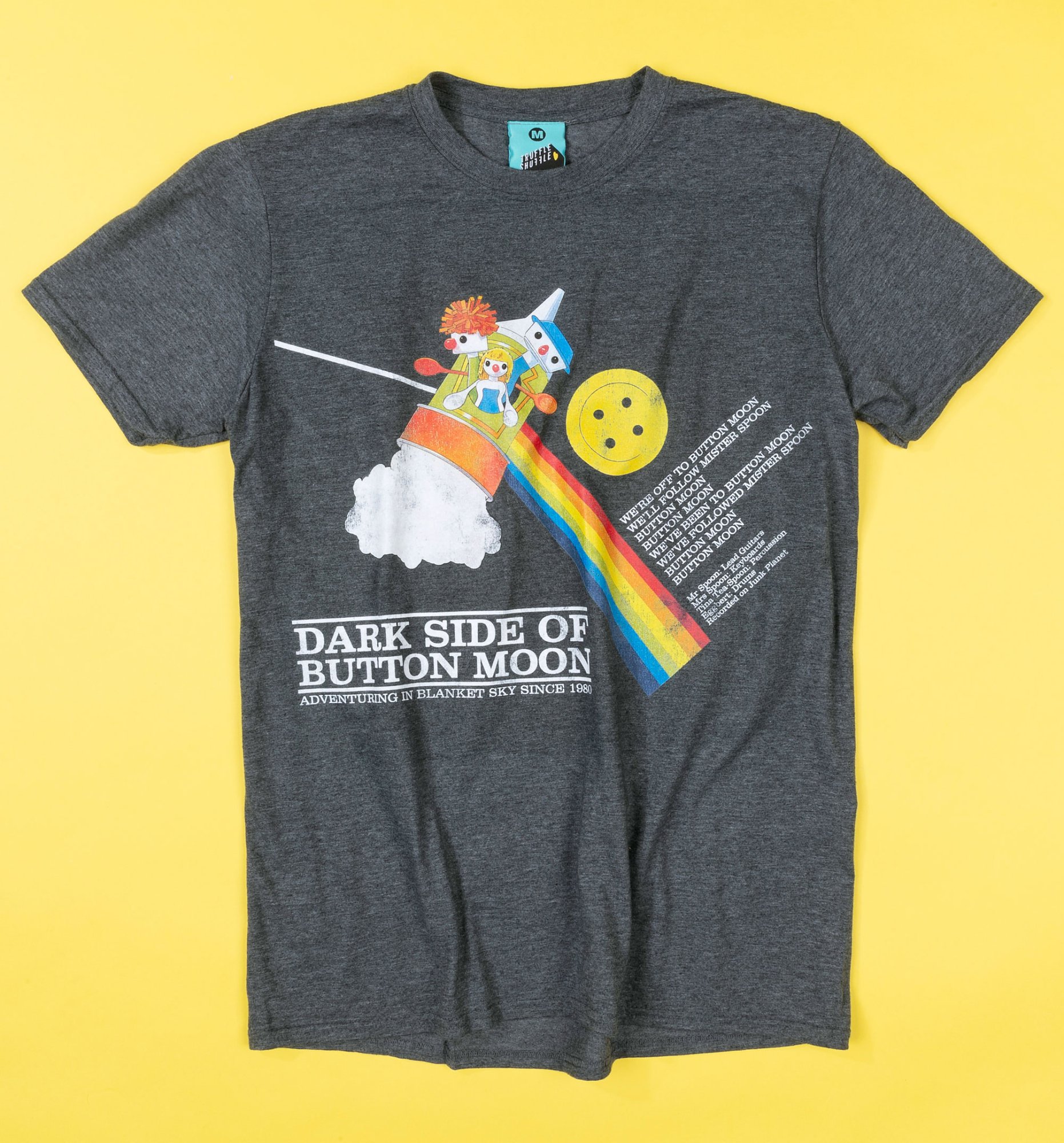 Dark Side Of Button Moon Charcoal Marl T-Shirt