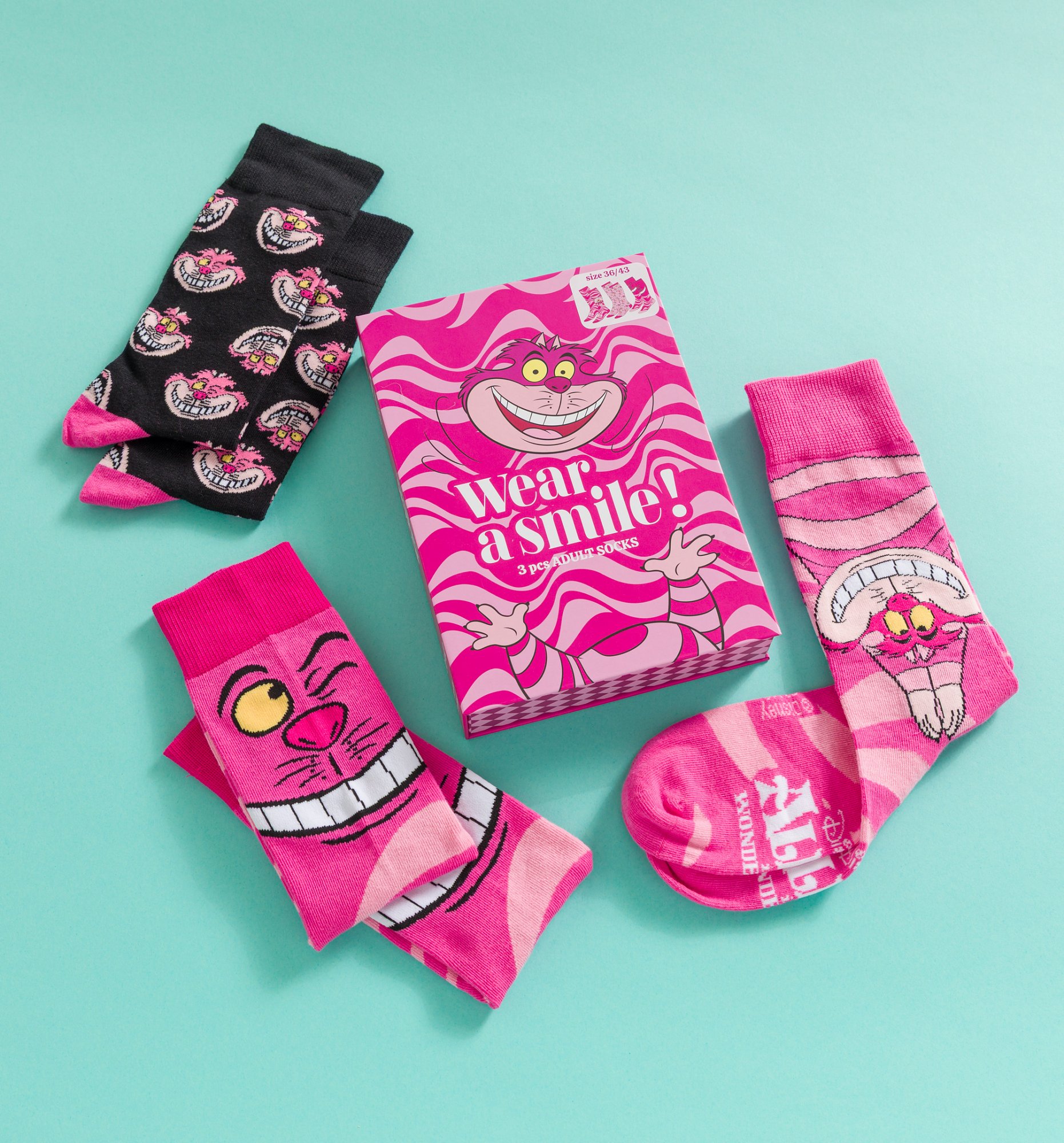 Disney Alice In Wonderland Cheshire Cat Set Of 3 Socks