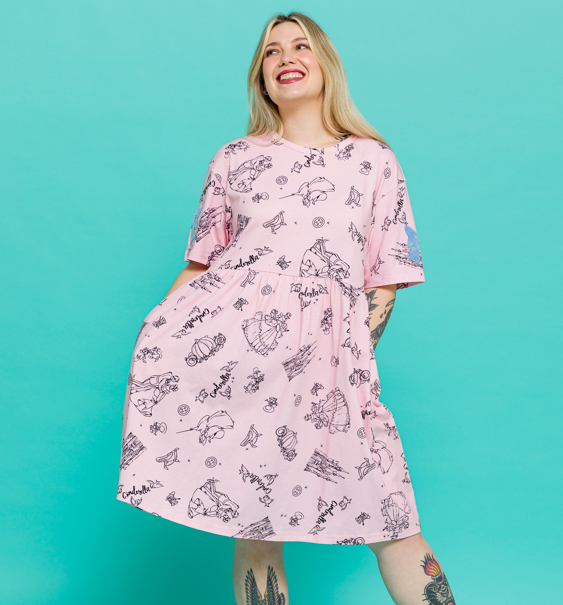 Disney Cinderella Fairytale Bows Pink Smock Dress