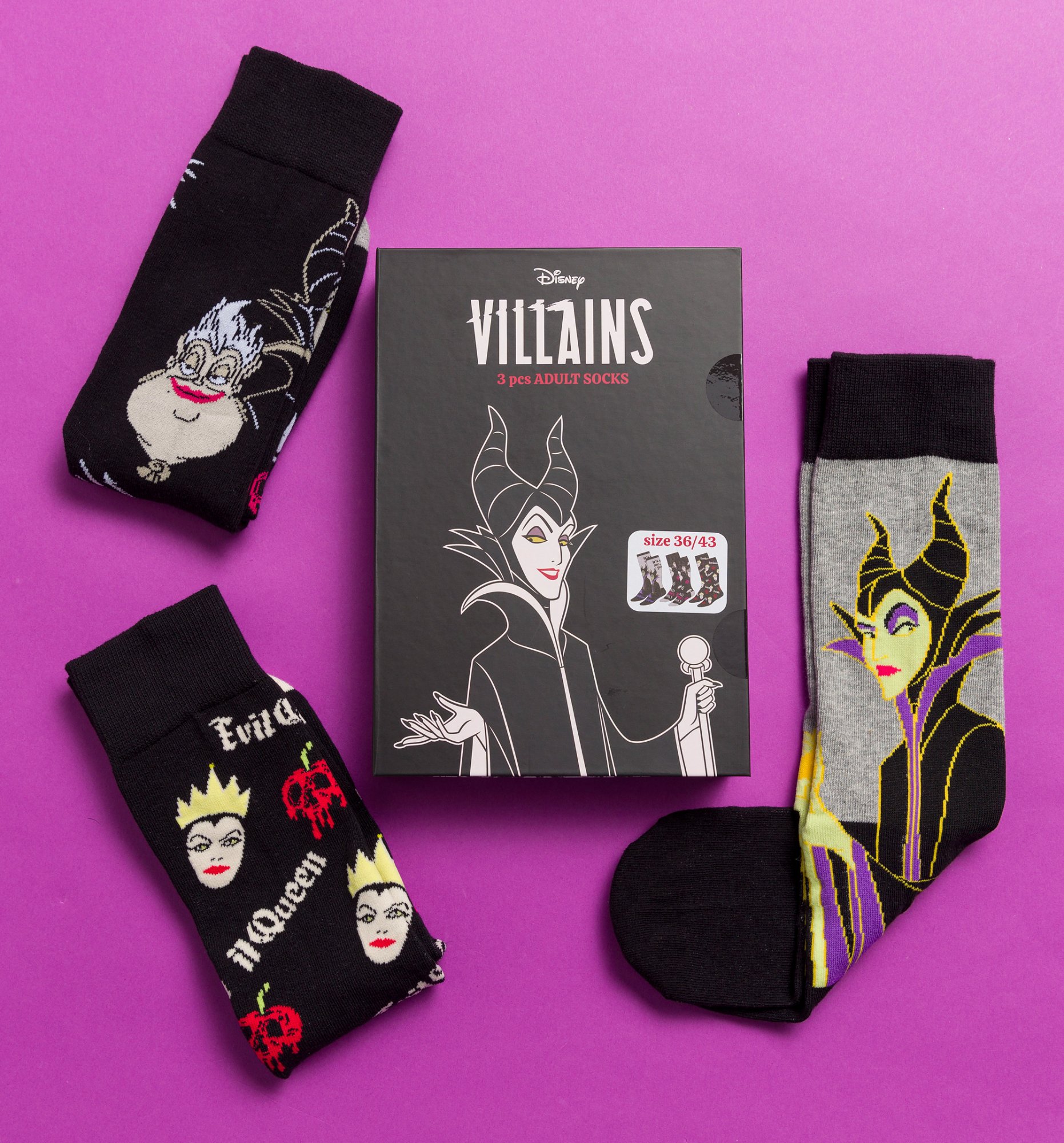 Disney Villains Three Pack Crew Socks