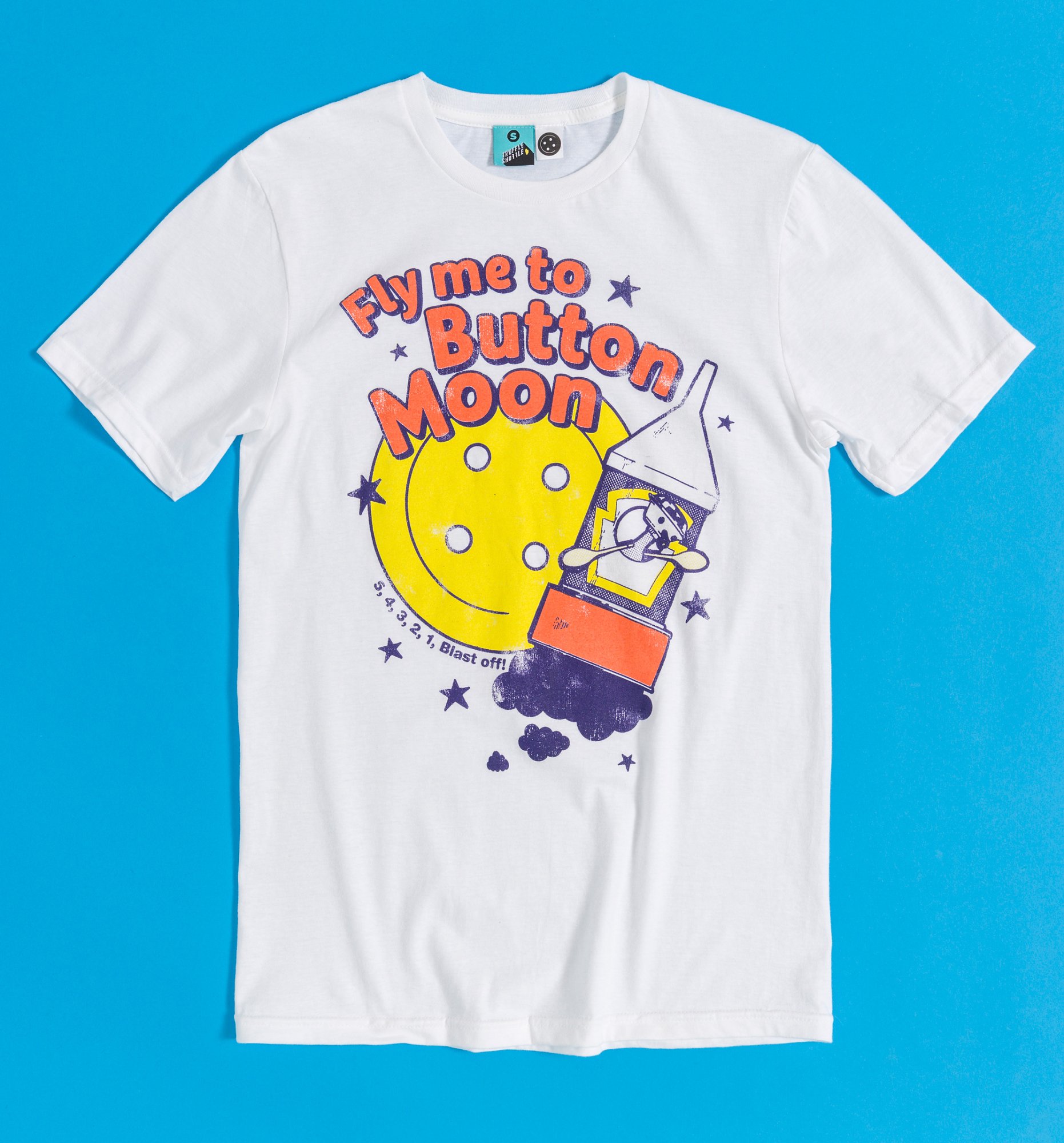 Fly Me To Button Moon White T-Shirt