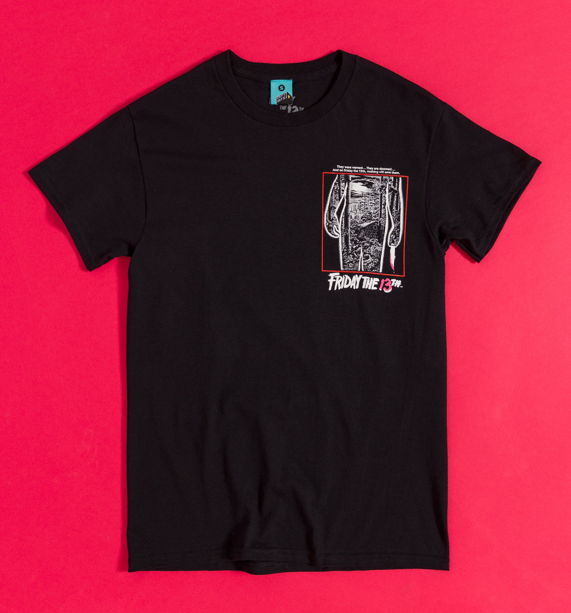 Friday The 13th Movie Poster Black T-Shirt With Back Print