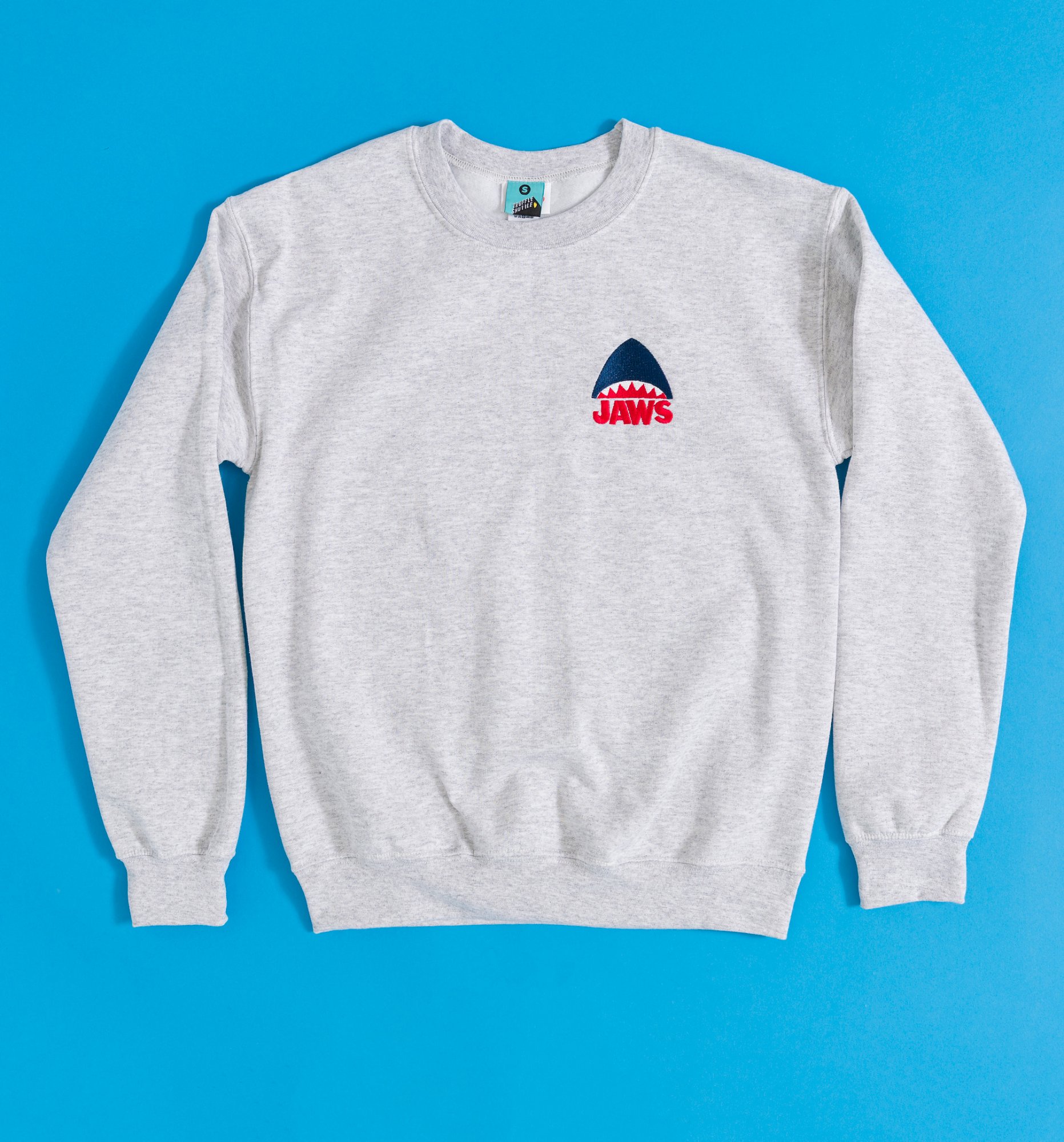 Jaws Embroidered Shark Ash Grey Sweater