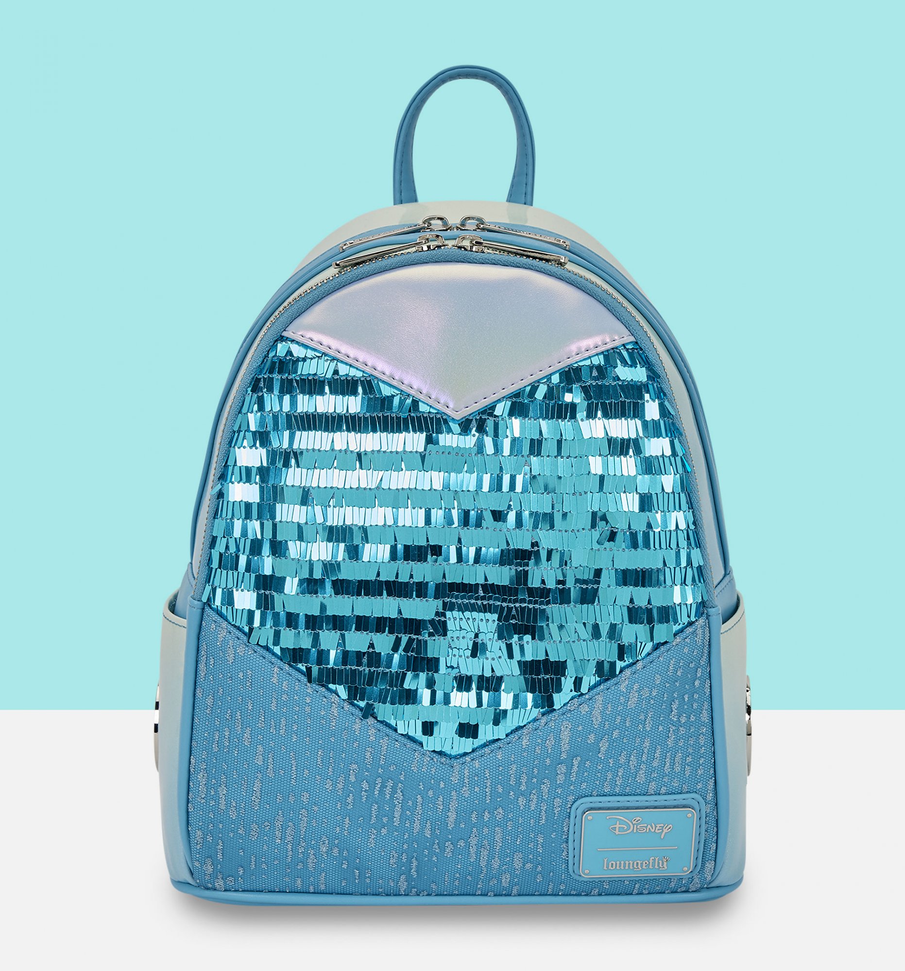 Loungefly Disney Frozen Elsa Glitter Sequin Cosplay Mini Backpack