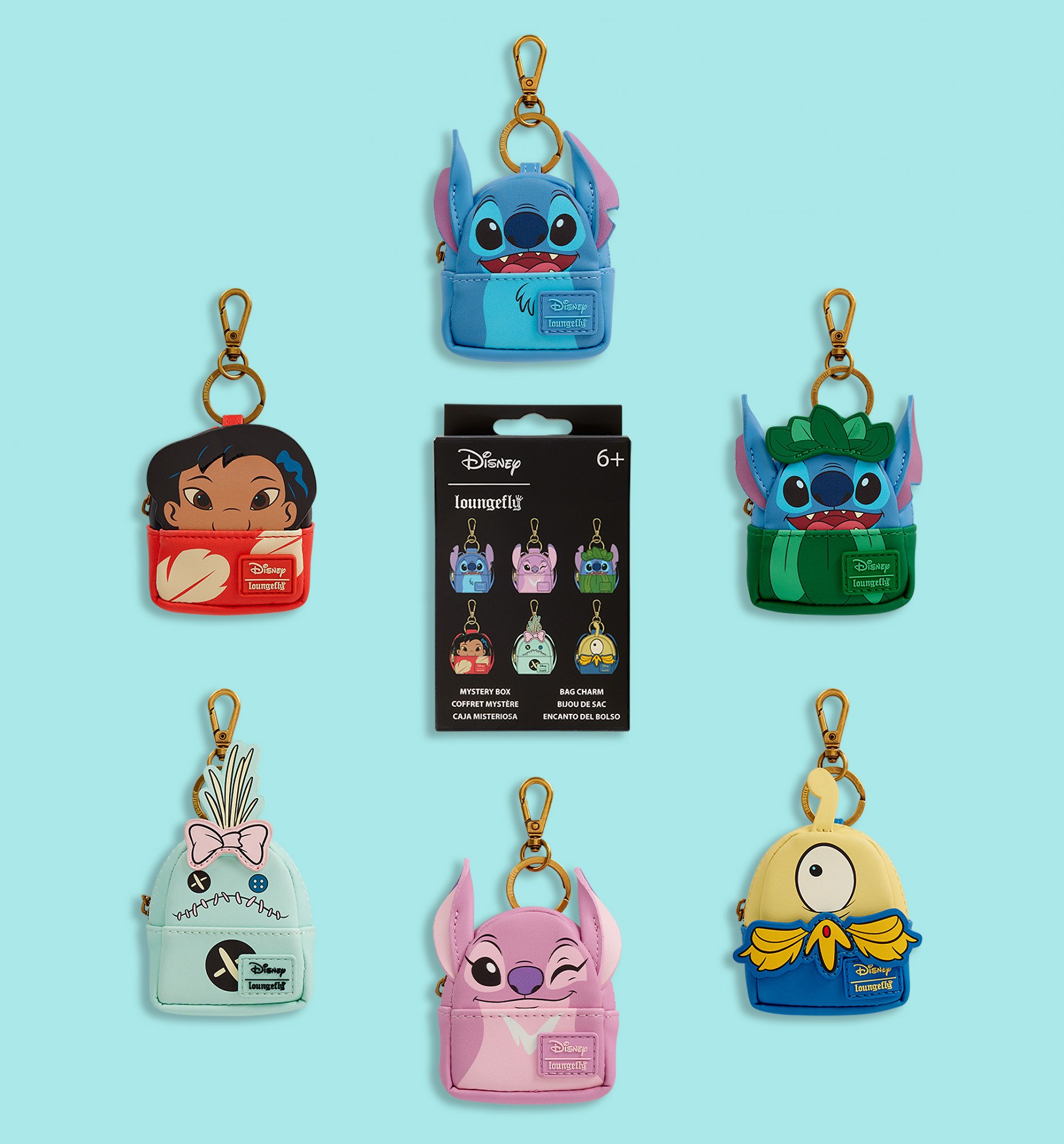 Loungefly Disney Lilo And Stitch Mystery Mini Backpack Keychain Charm
