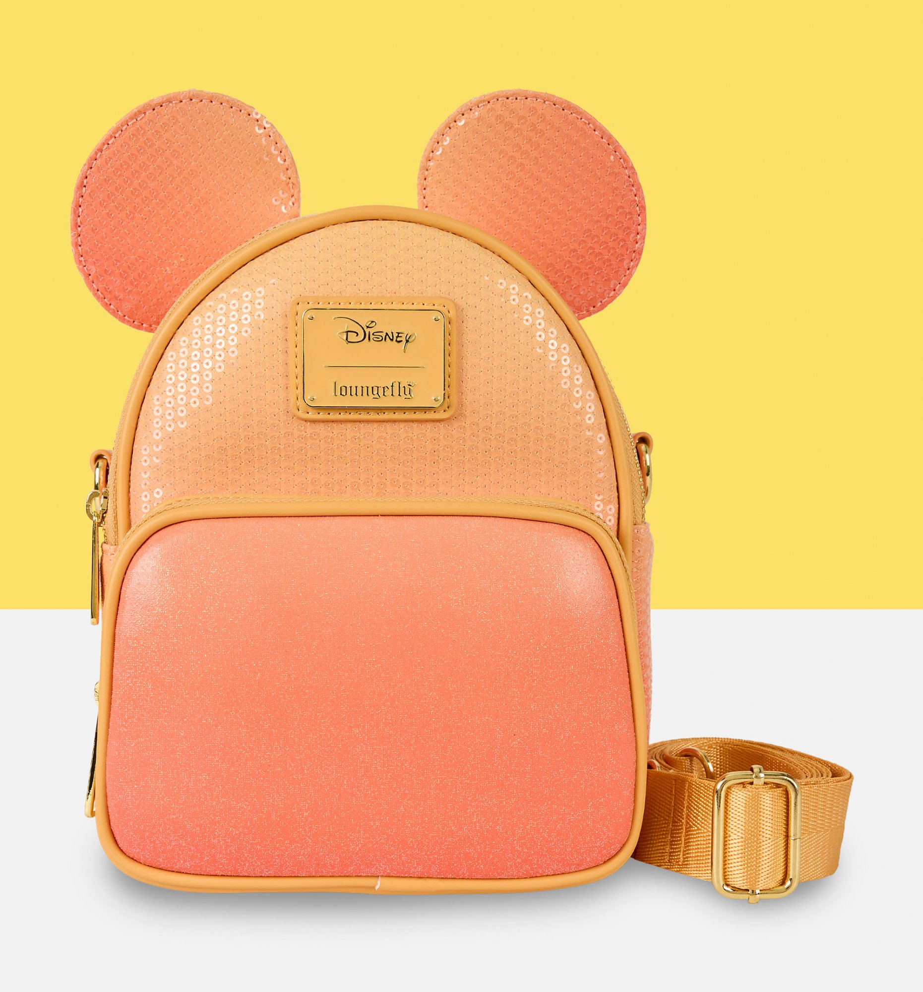 Loungefly Disney Mickey Mouse Glitter Convertible Mini Backpack And ...