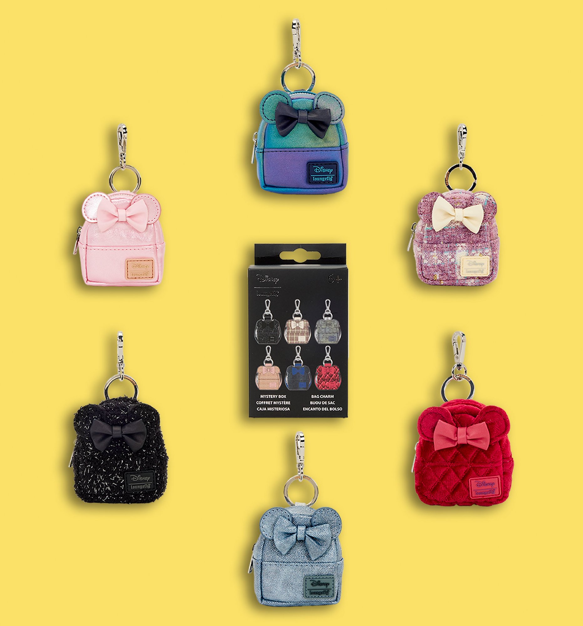Loungefly Disney Minnie Mouse Glitter Mystery Mini Backpack Keychain Charm