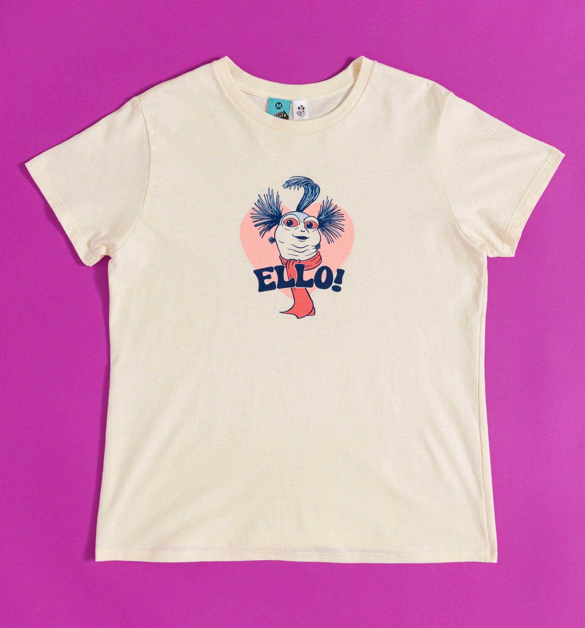 Labyrinth Worm Ello Heart Natural Fitted T-Shirt