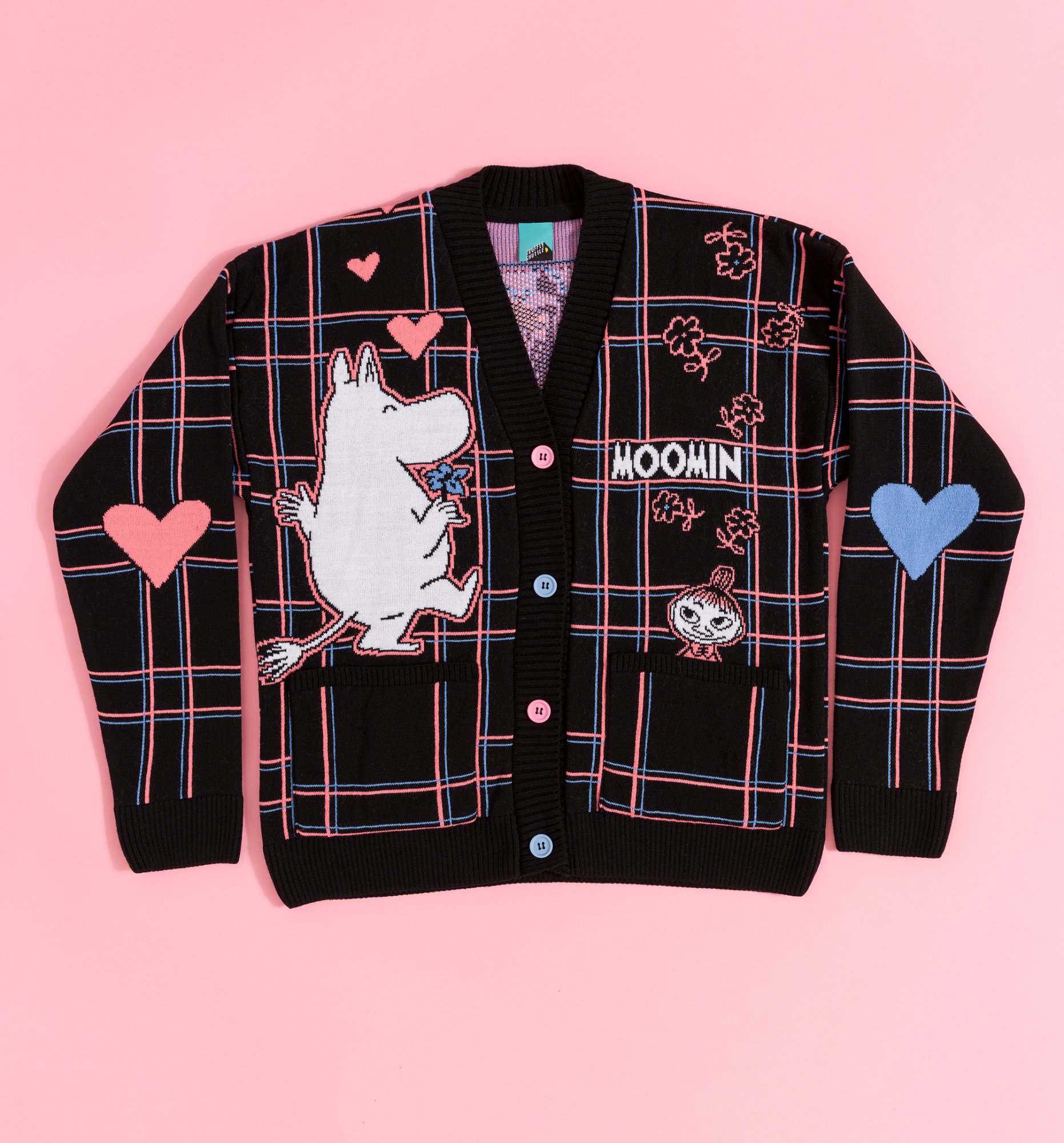 Moomin 80th Anniversary In Love Check Black Cardigan