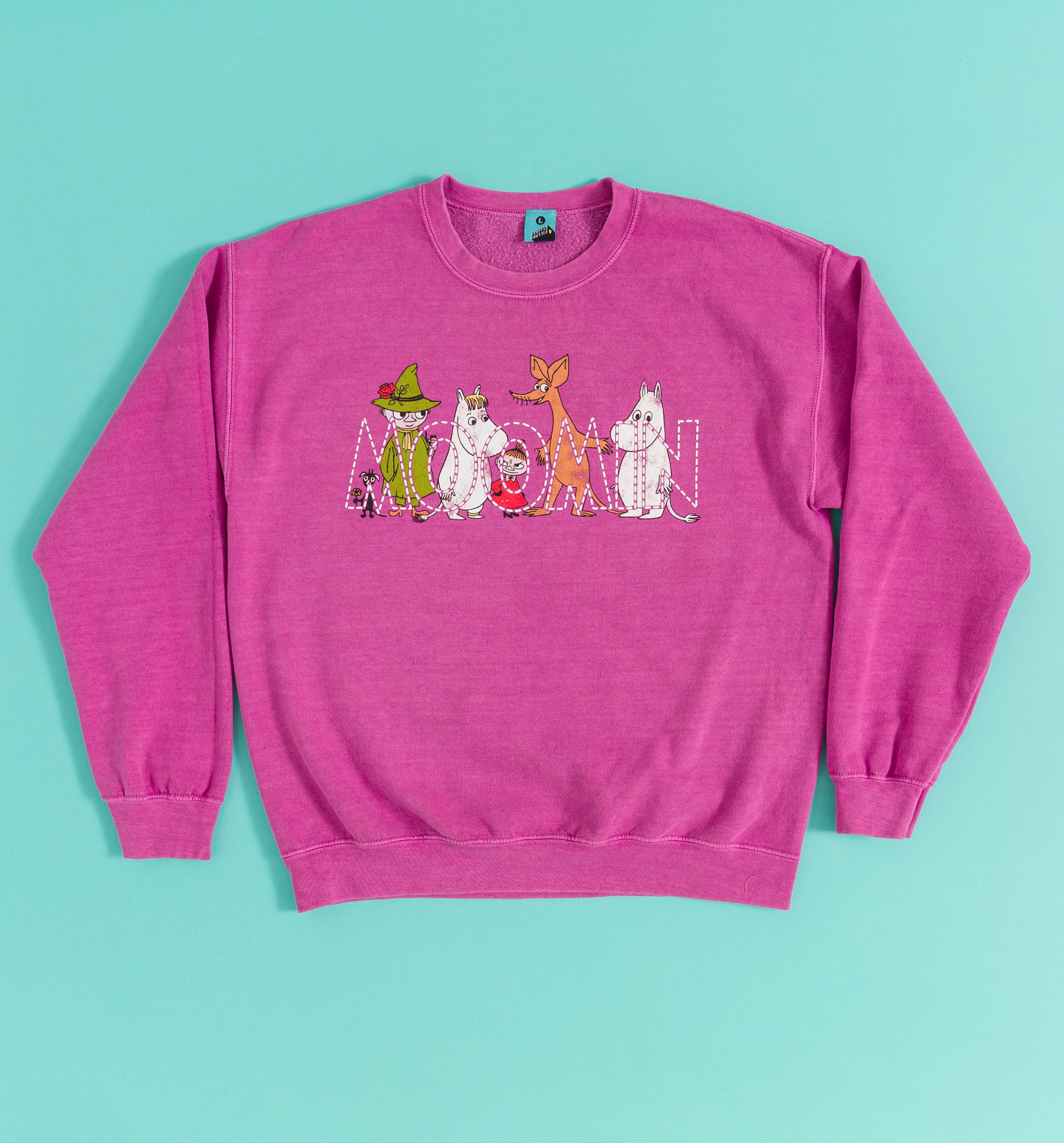 Moomin 80th Anniversary Vintage Wash Pink Sweater With Puff Print