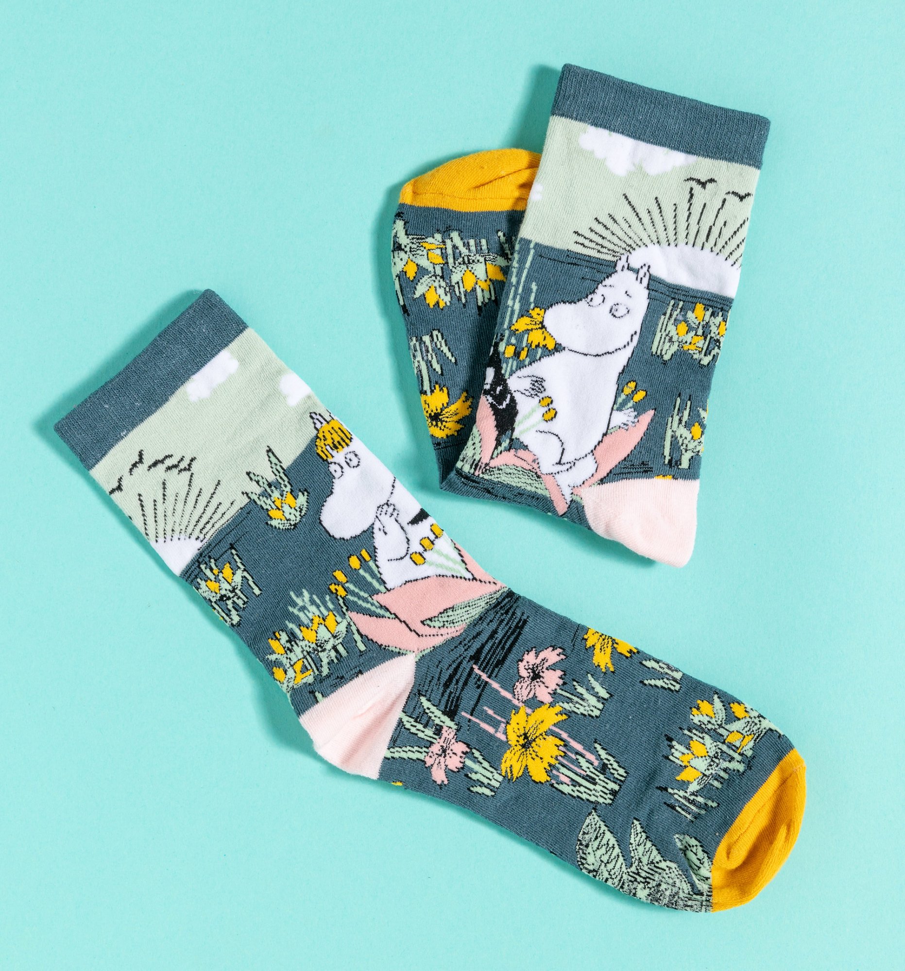 Moomin Moomintroll and Snorkmaiden Scene Socks from House Of Disaster