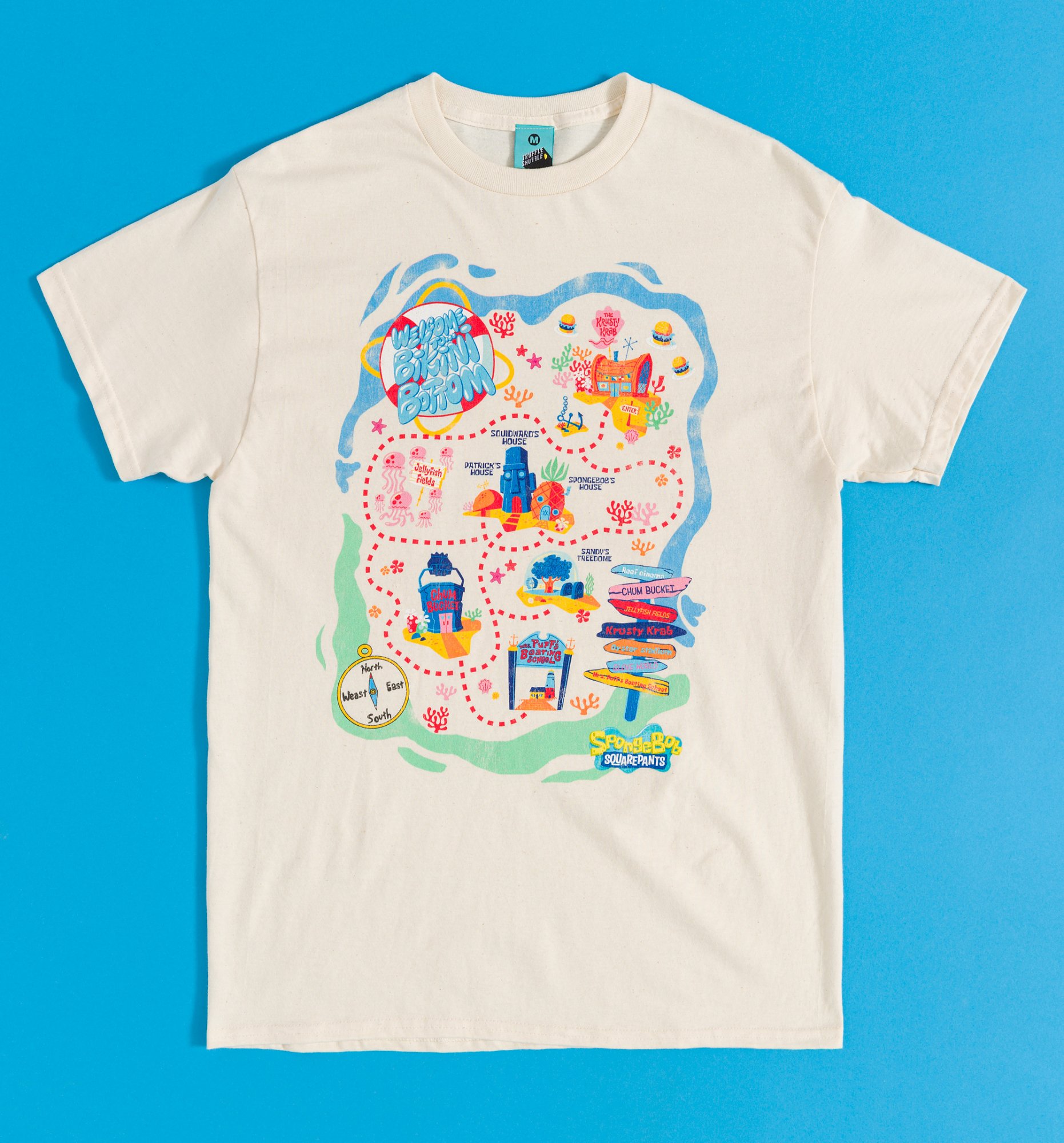 SpongeBob SquarePants Bikini Bottom Map Natural T-Shirt