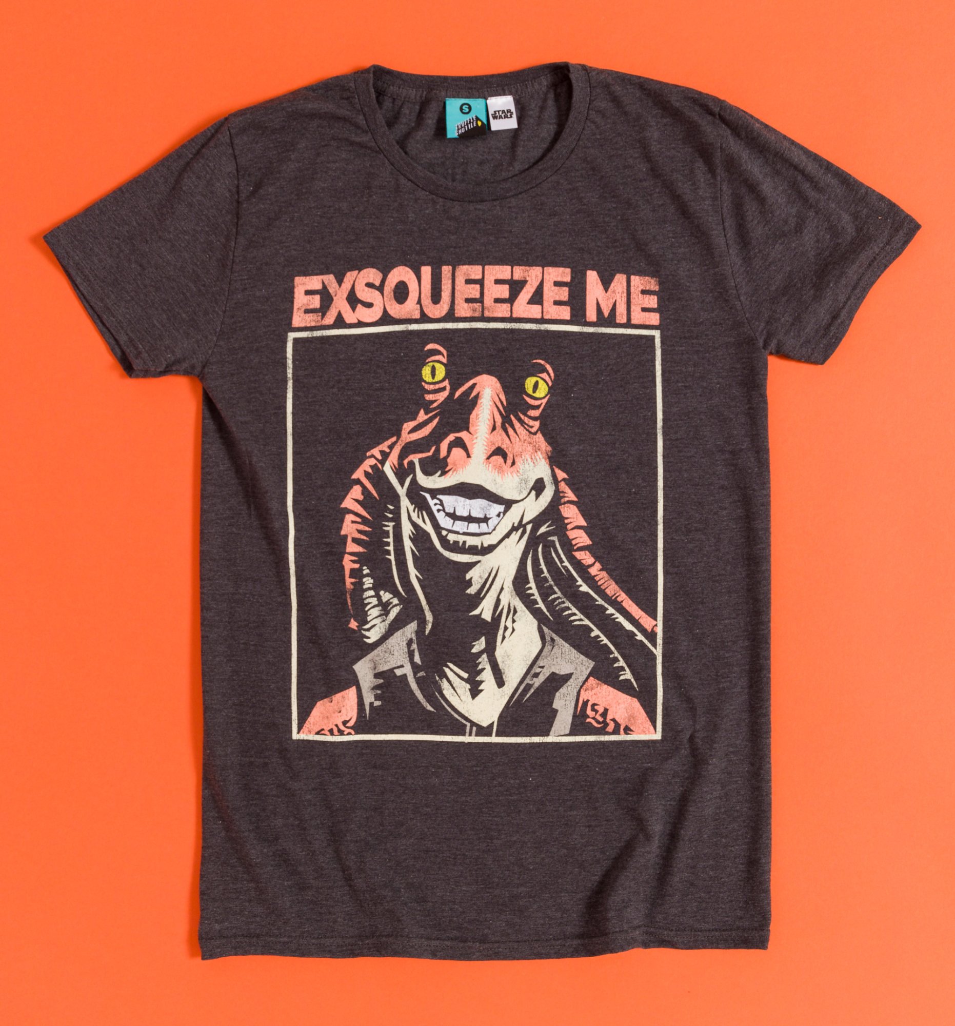 Star Wars Jar Jar Binks Exsqueeze Me Charcoal Marl T-Shirt
