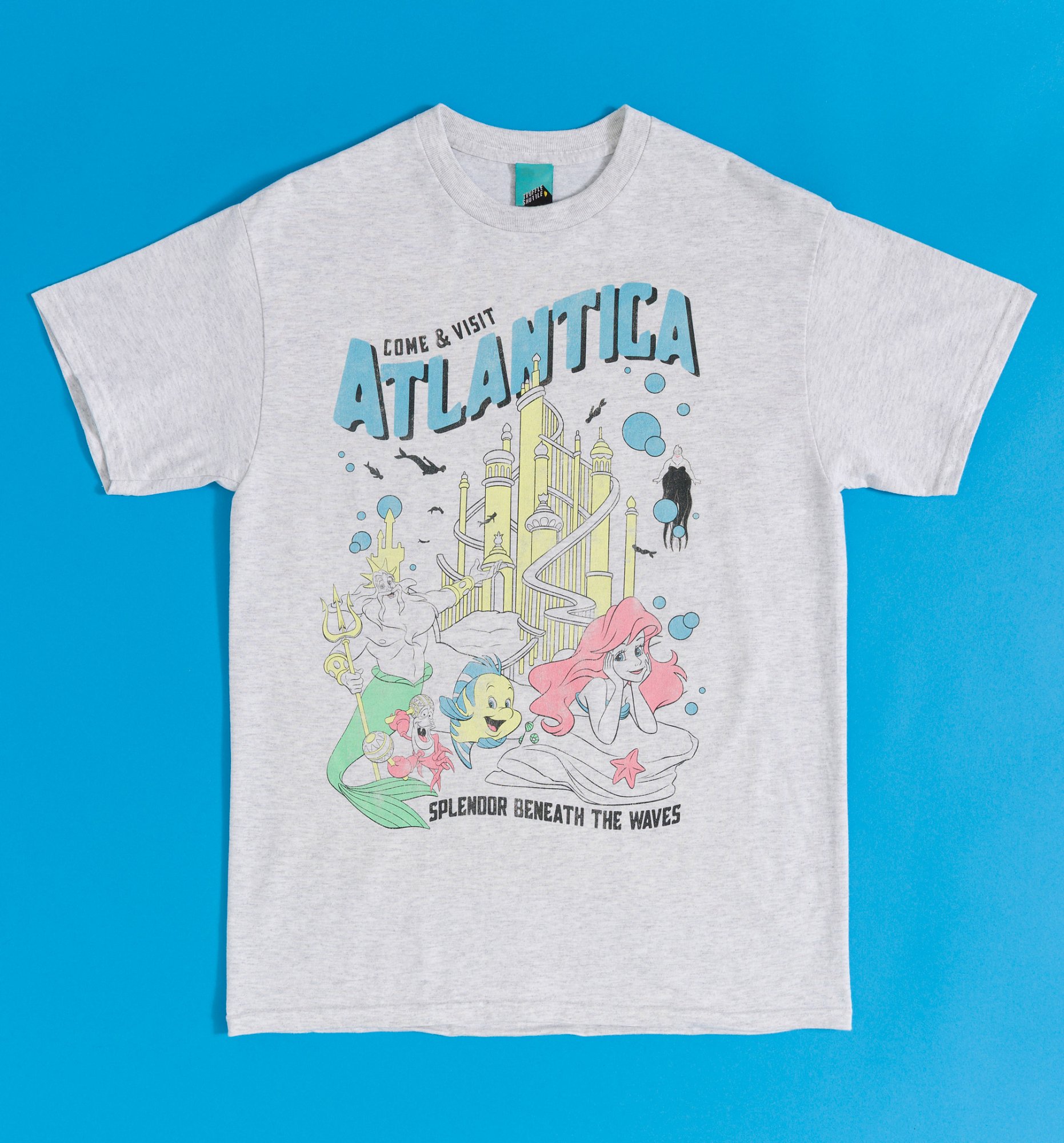 Disney The Little Mermaid Come & Visit Atlantica Light Grey Marl T-Shirt