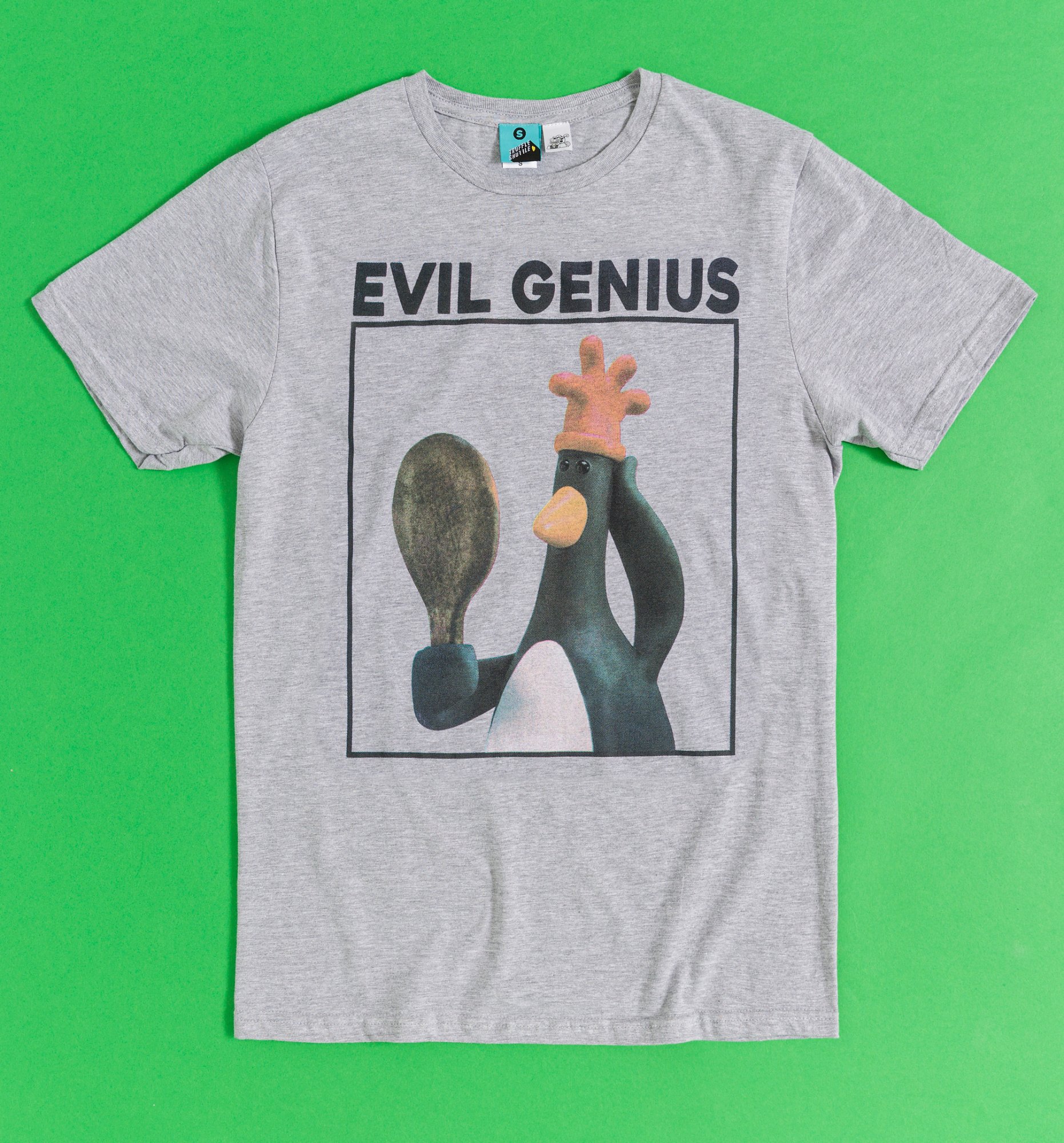 Wallace & Gromit Feathers McGraw Evil Genius Grey Marl T-Shirt