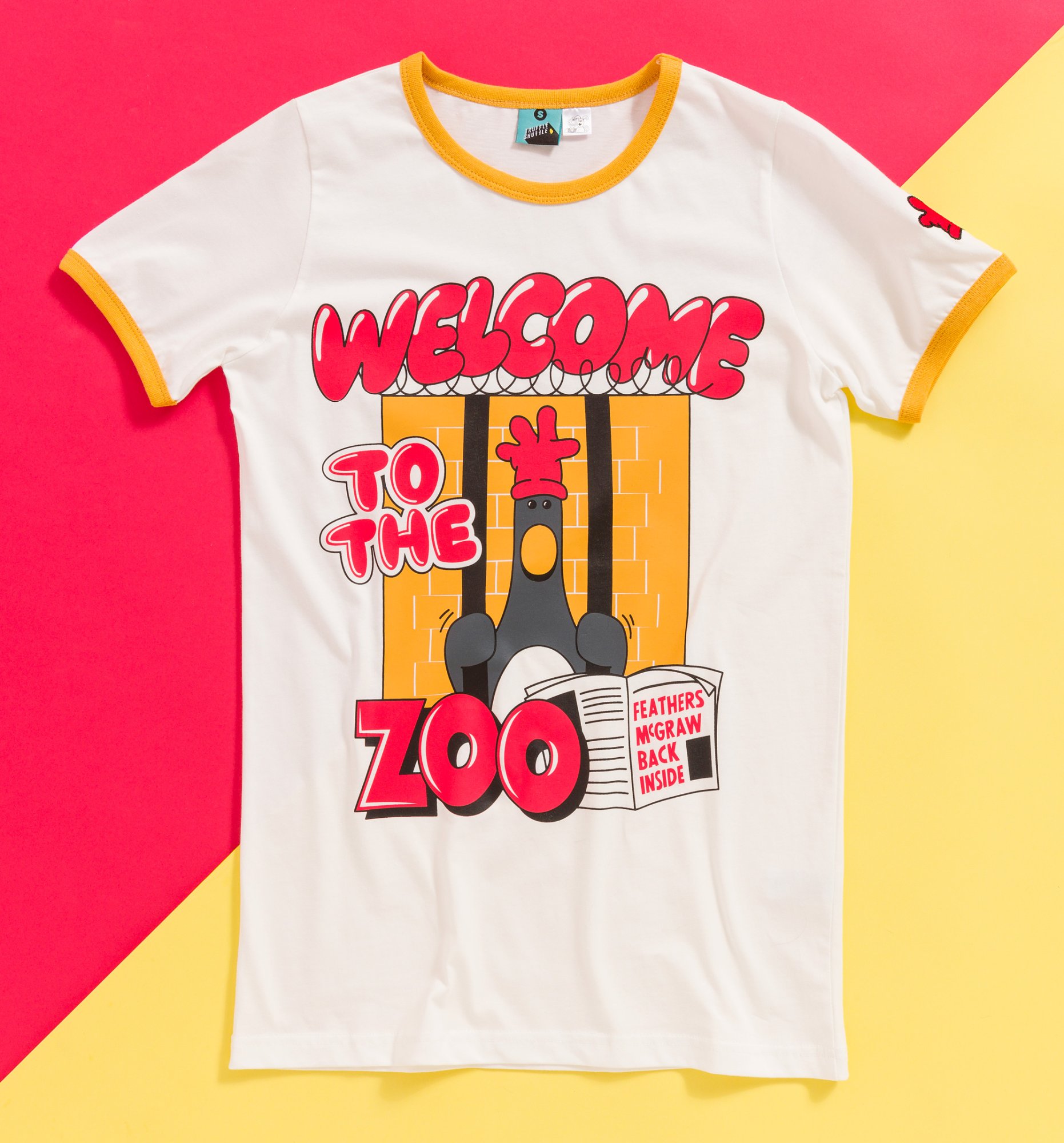 Wallace & Gromit Feathers Welcome To The Zoo Orange Ringer T-Shirt