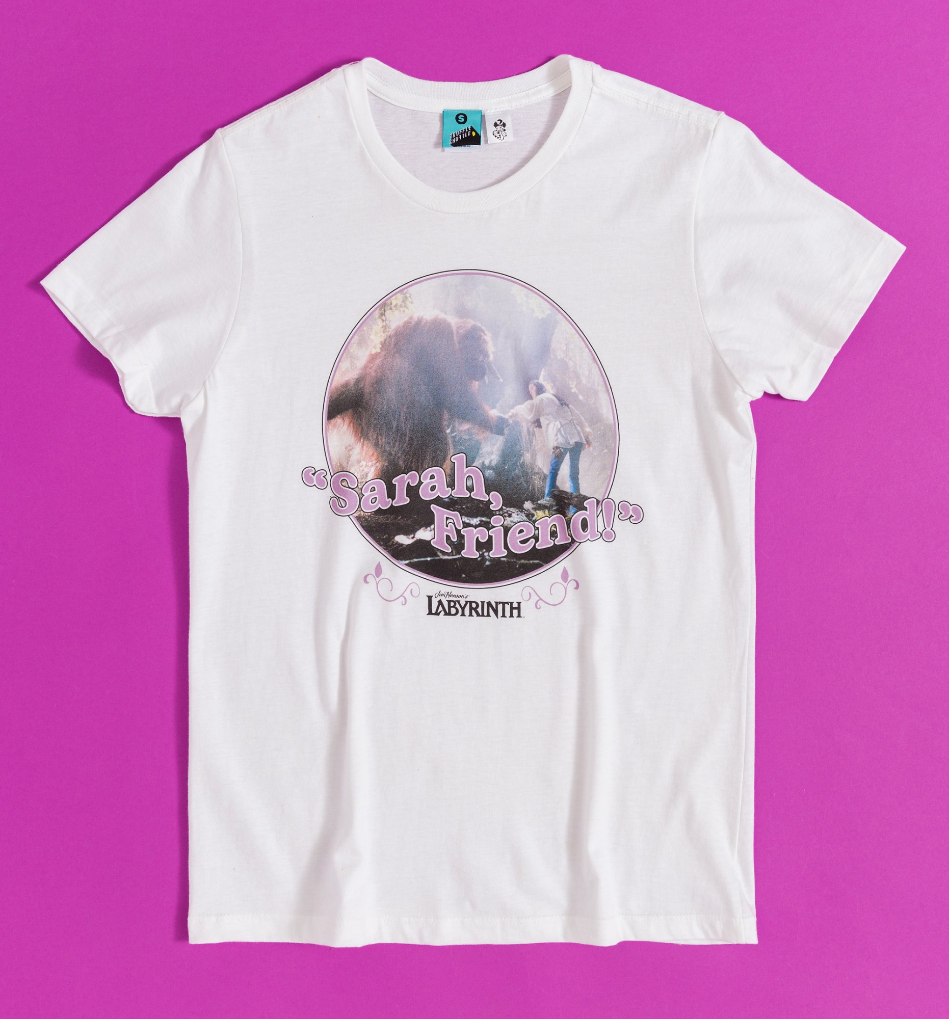 Women's Labyrinth Ludo And Sarah Friend Scene White Fitted T-Shirt